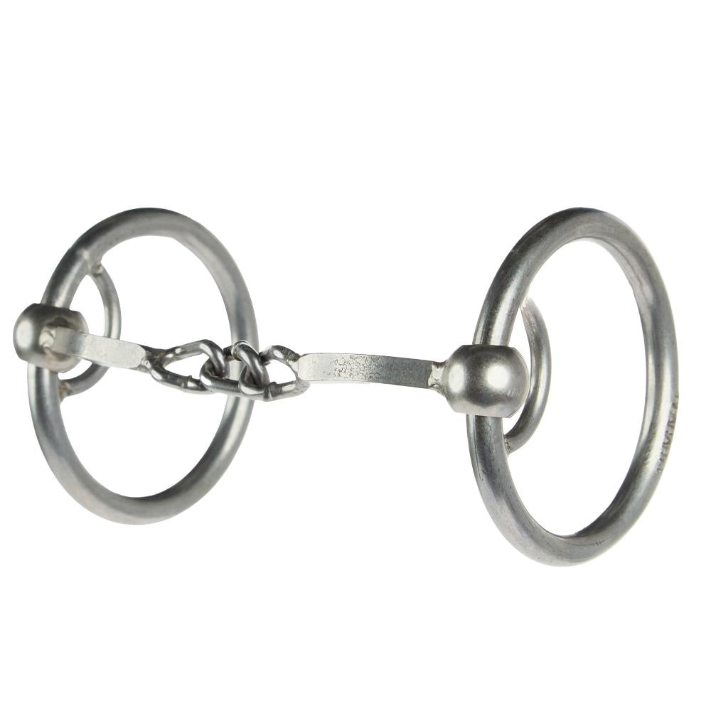 Flaharty Bits & Spurs Square Chain Center Locked O Ring Snaffle Bit