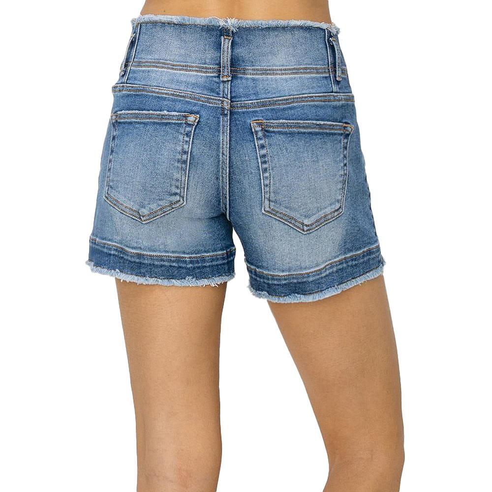 Risen Jeans Womens Medium Wash Seam Detailed Shorts