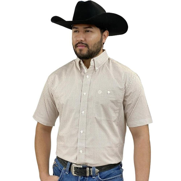 Wrangler Mens George Strait White Print Long Sleeve Shirt