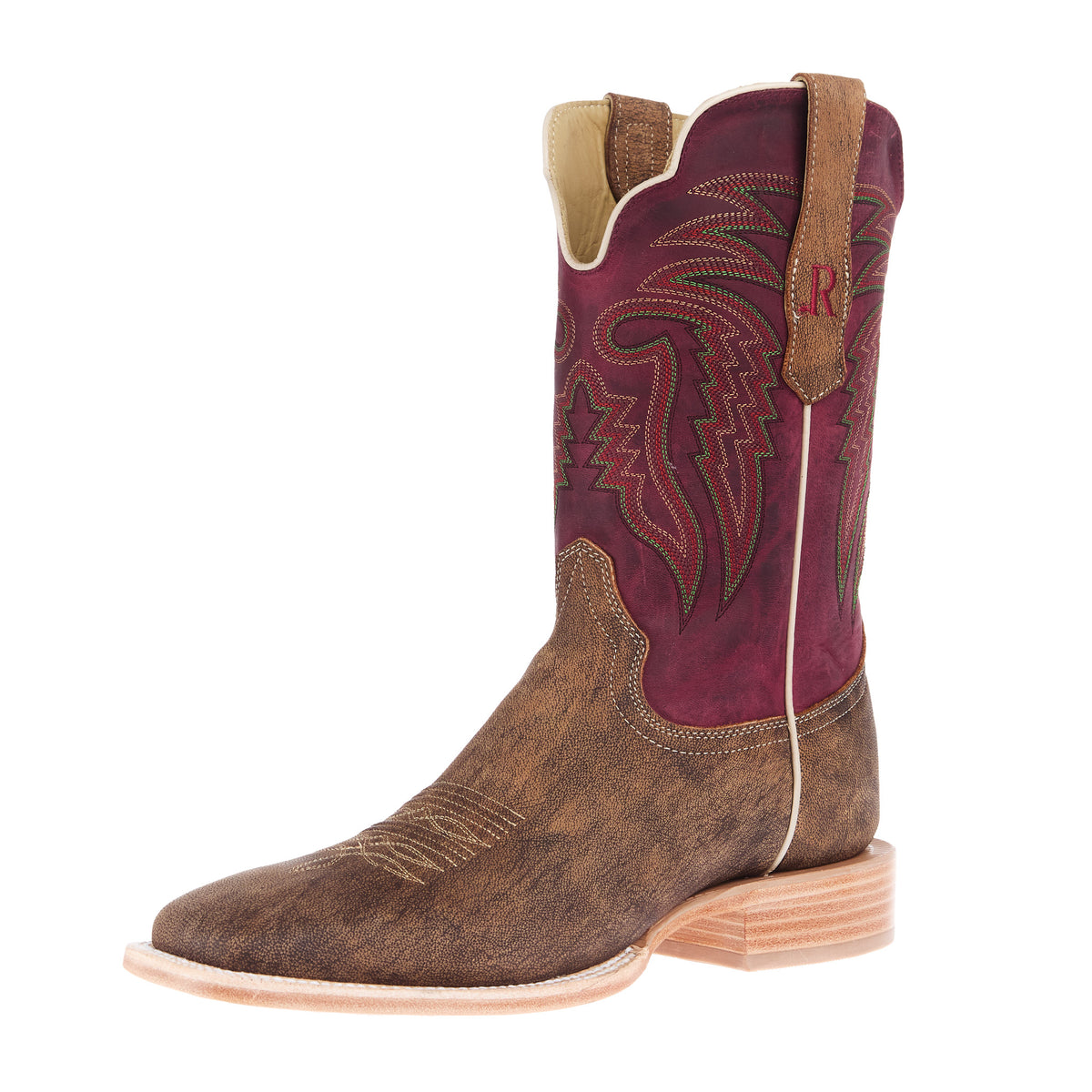 R Watson Boots Men`s Tan Nubuck Camel 11In Vella Rosa Top Cowboy Boot
