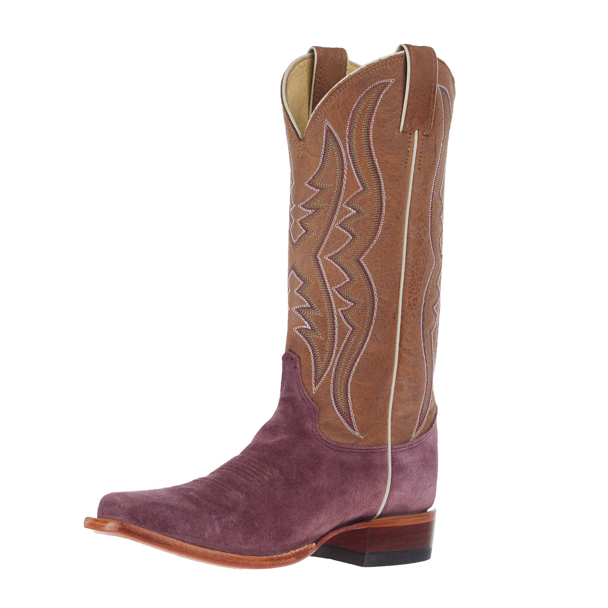 Justin Boot Company Women`s Exclusive Merlot Suede Vamp 13In Tan Cowhi