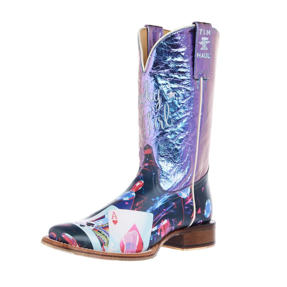 Tin Haul Womens Lady Luck Card Cowgirl Boot