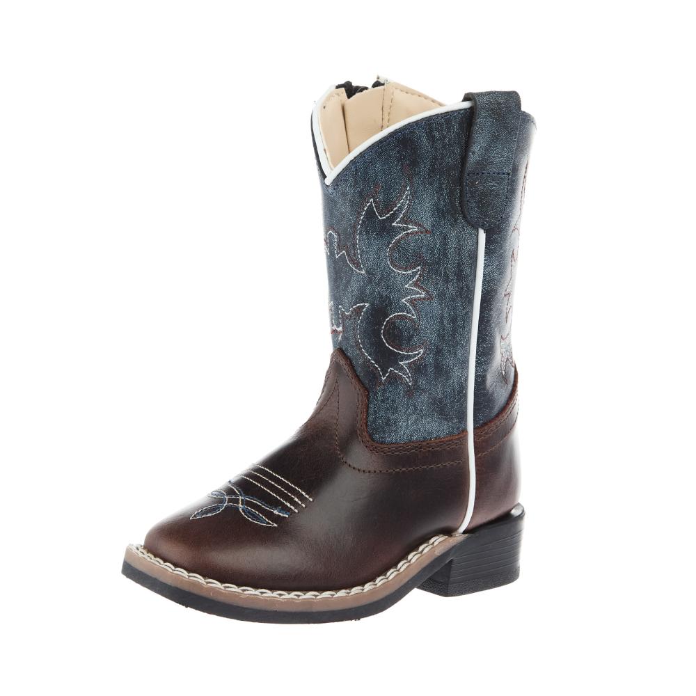 Old West Toddler Wipe Out Blue Shaft with Brown Foot Boot