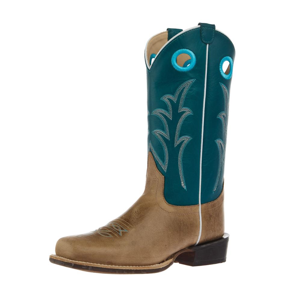 Old West Youth Cactus Ivory Cutter Toe with Antique Turquoise Shaft