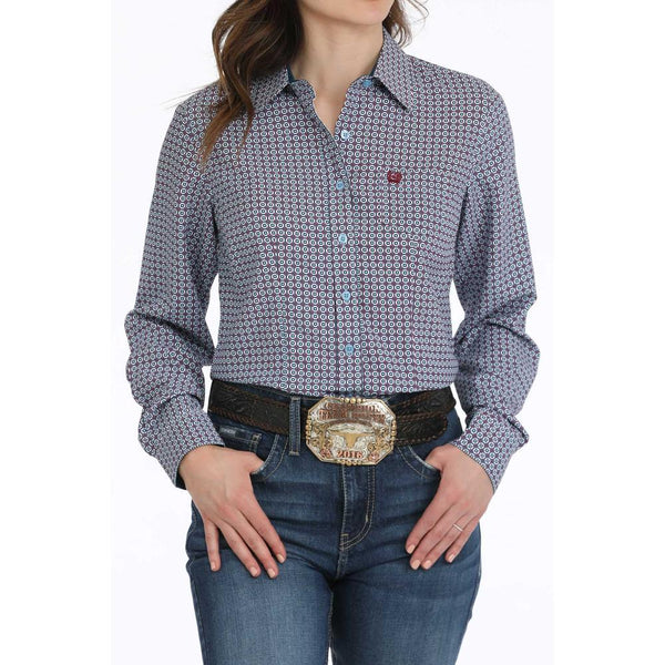 Cinch Ladies Geometric Print Button Down