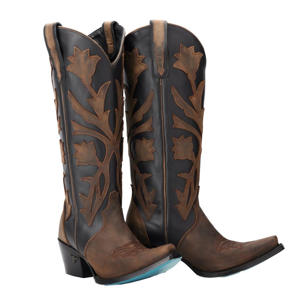 Lane Women`s Jet Black Burnt Caramel Jolene 14.5In Matching Top Boot