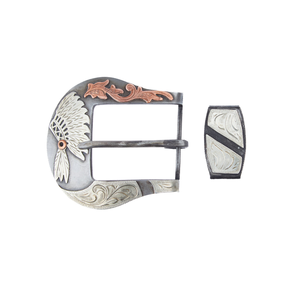 Cowperson Tack Indian Headress 1.5in Buckle and Keeper