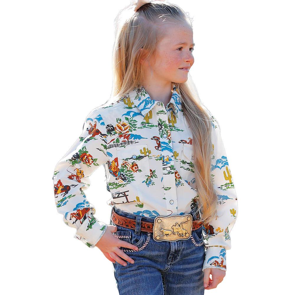 Cruel Denim Girls' Desert Print Long Sleeve Snap Shirt