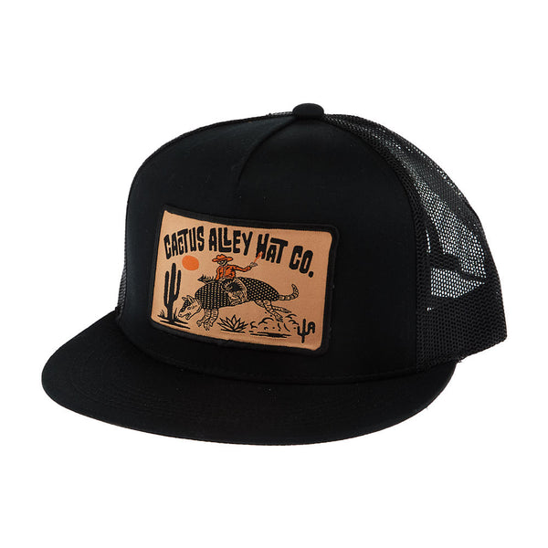 Cactus Alley Hat Co Buckin Dillo Black Cap