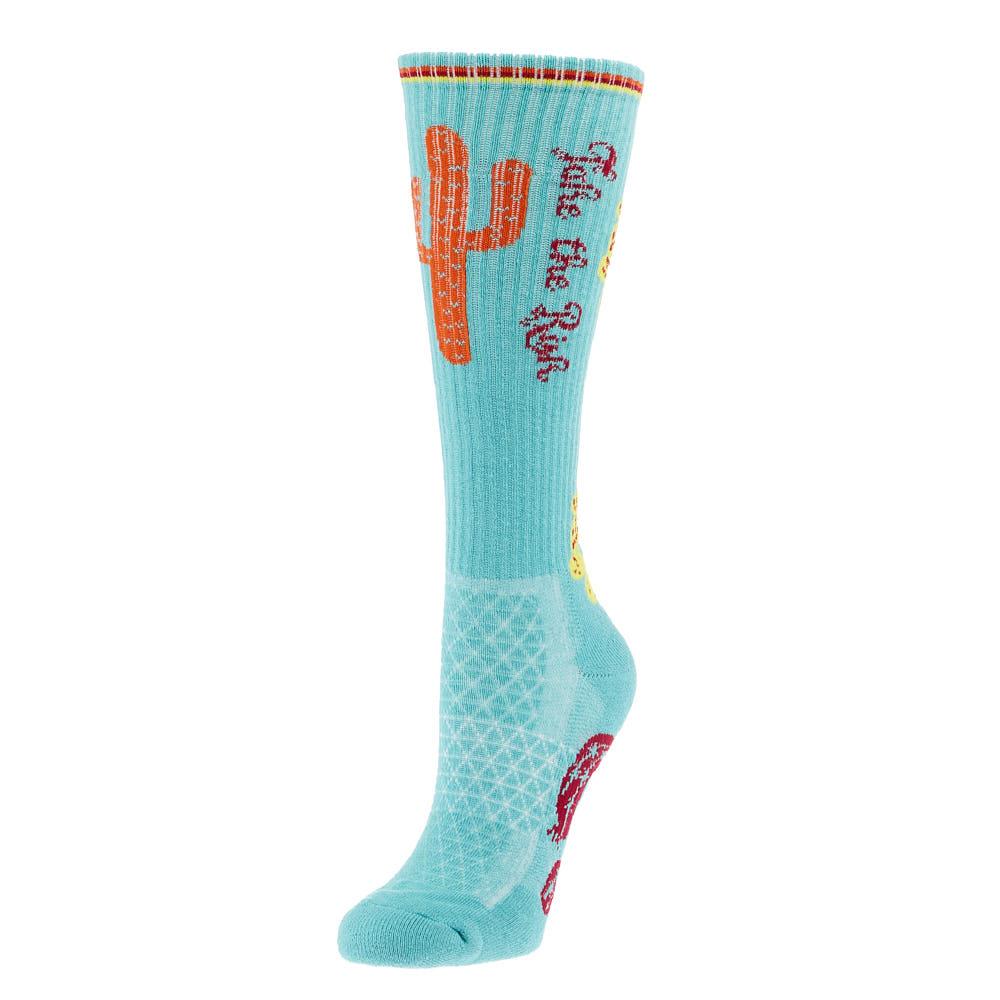Lucky Chuck Take the Risk Turquoise Performance Crew Socks OSFM