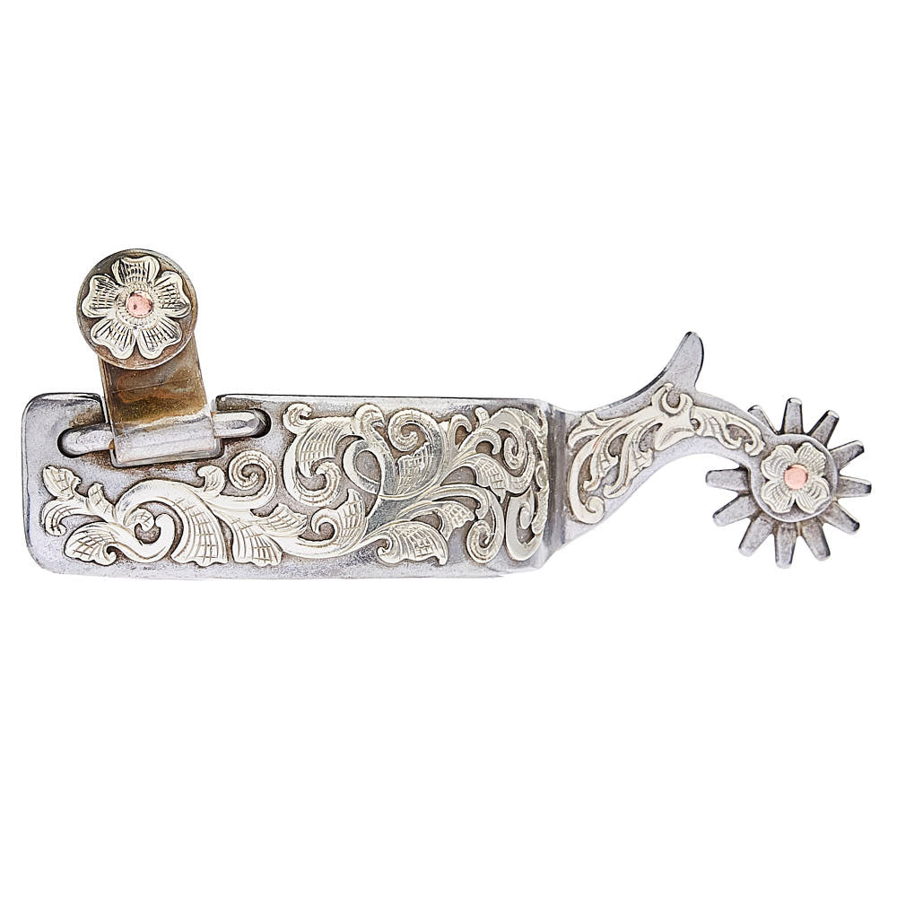 NRS Men's 1 1/4in Floral Trim and Copper Dot Spurs