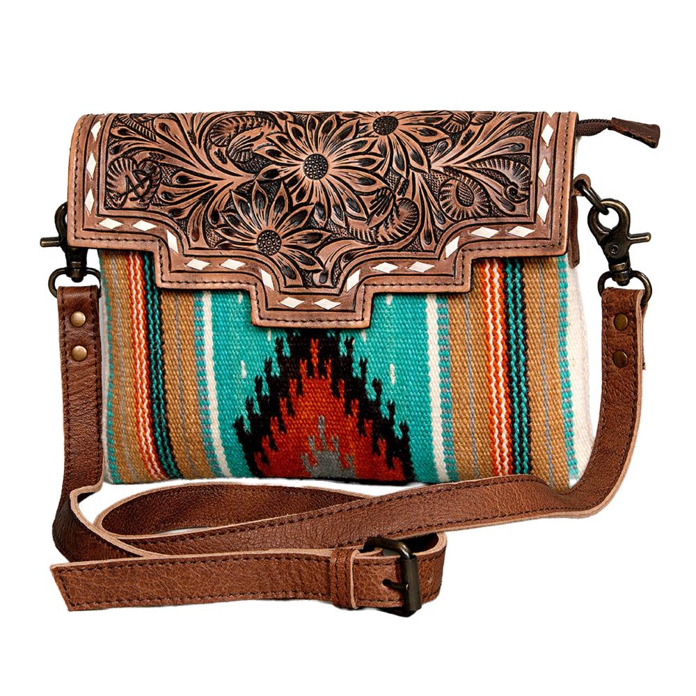 American Darling Hand Tooled Saddle Blanket Crossbody