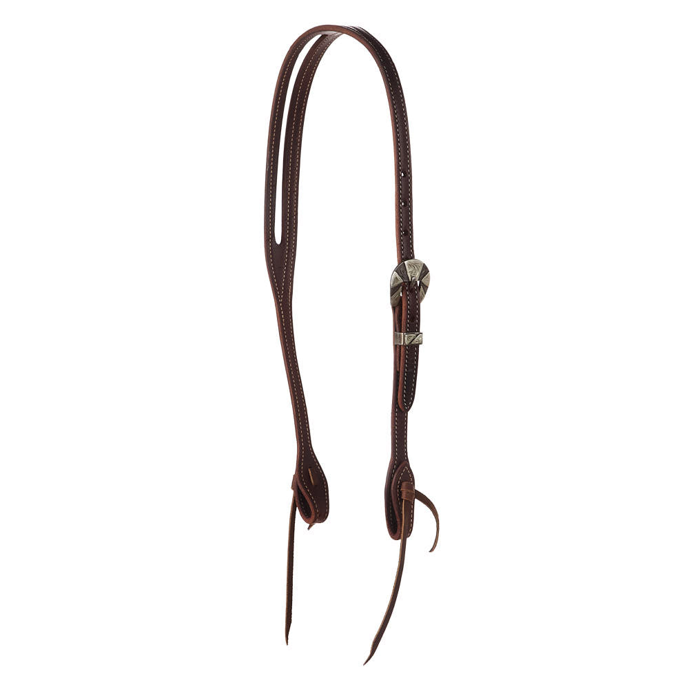 Cowperson Tack Dark Leather Slot Ear Headstall with B286 Buckle