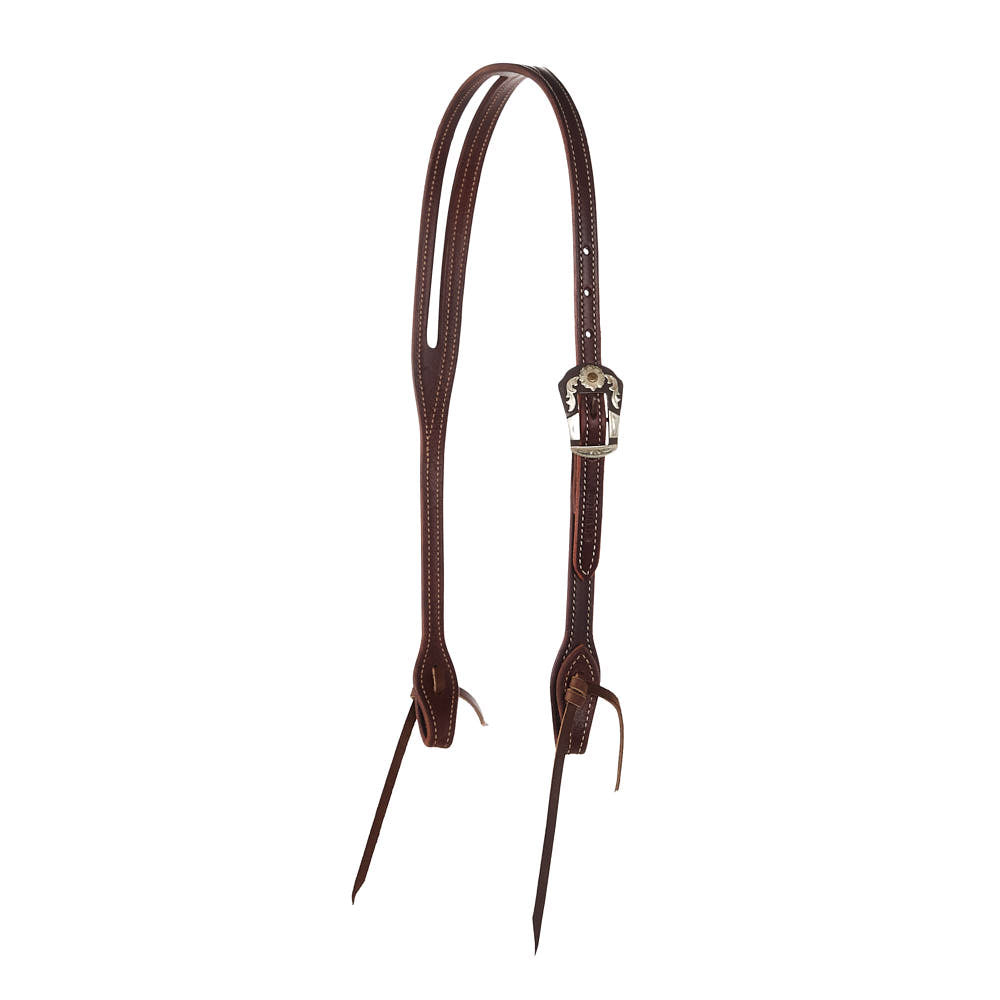 Cowperson Tack Dark Leather Slot Ear Headstall with CB16 Buckle