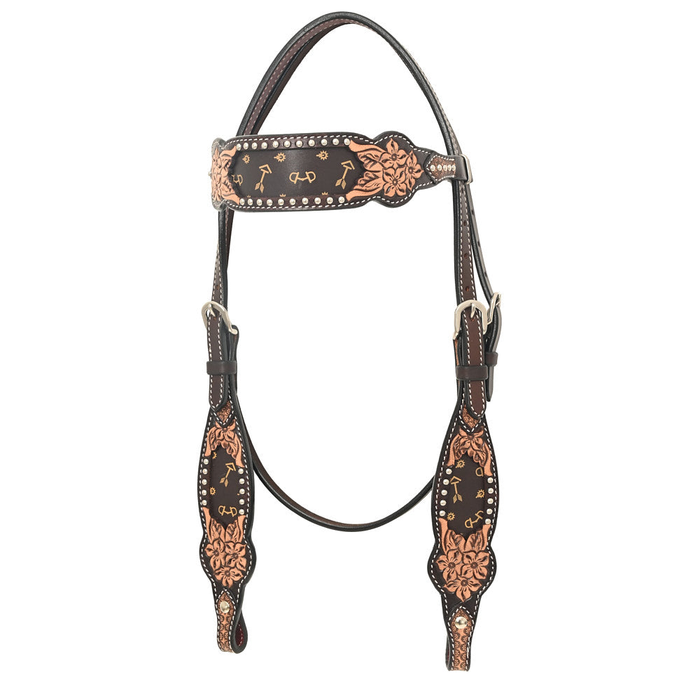 Rafter T Ranch Company Arrow Inlay Browband Headstall