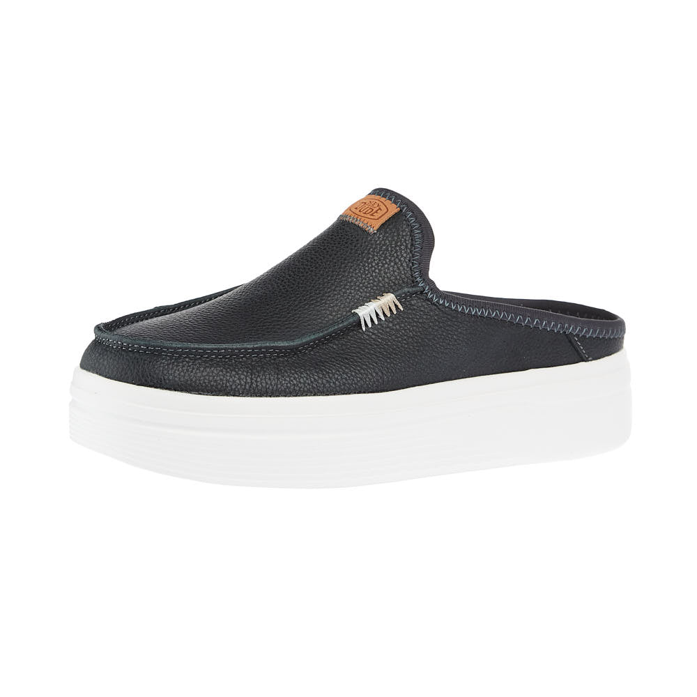 Hey Dude Womens Austin Lift Black Leather Slip On