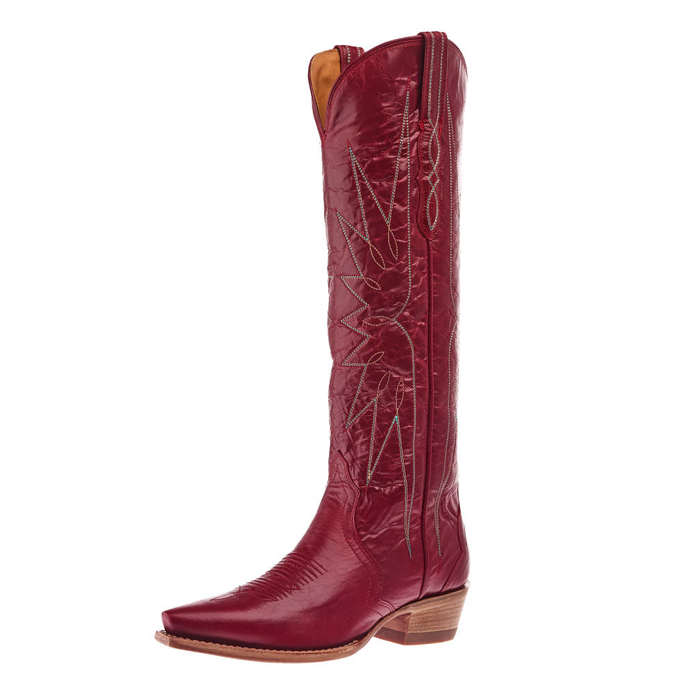 Tecovas Women`s Loretta Ruby Red Vamp 17In Ruby Red Top Boot