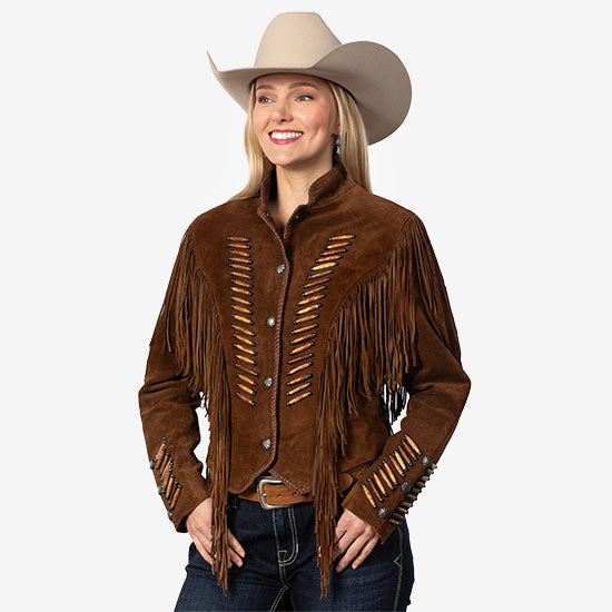 Skully Clothing Scully Cafe Brown Suede Fringe Jacket