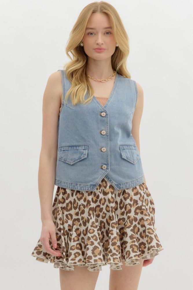 Entro Womens Denim Fashion Vest