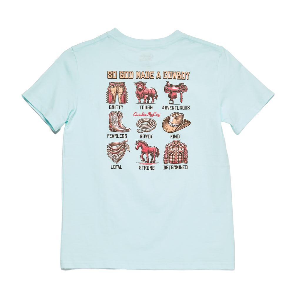 Cardin Mccoy Boy's Mint So God Made a Cowboy Short Sleeve Tee