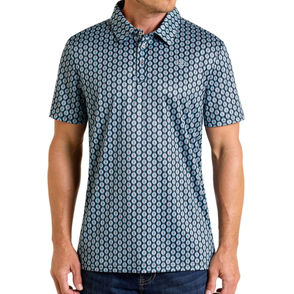Rock & Roll Denim Men's Black Mini Aztec Polo