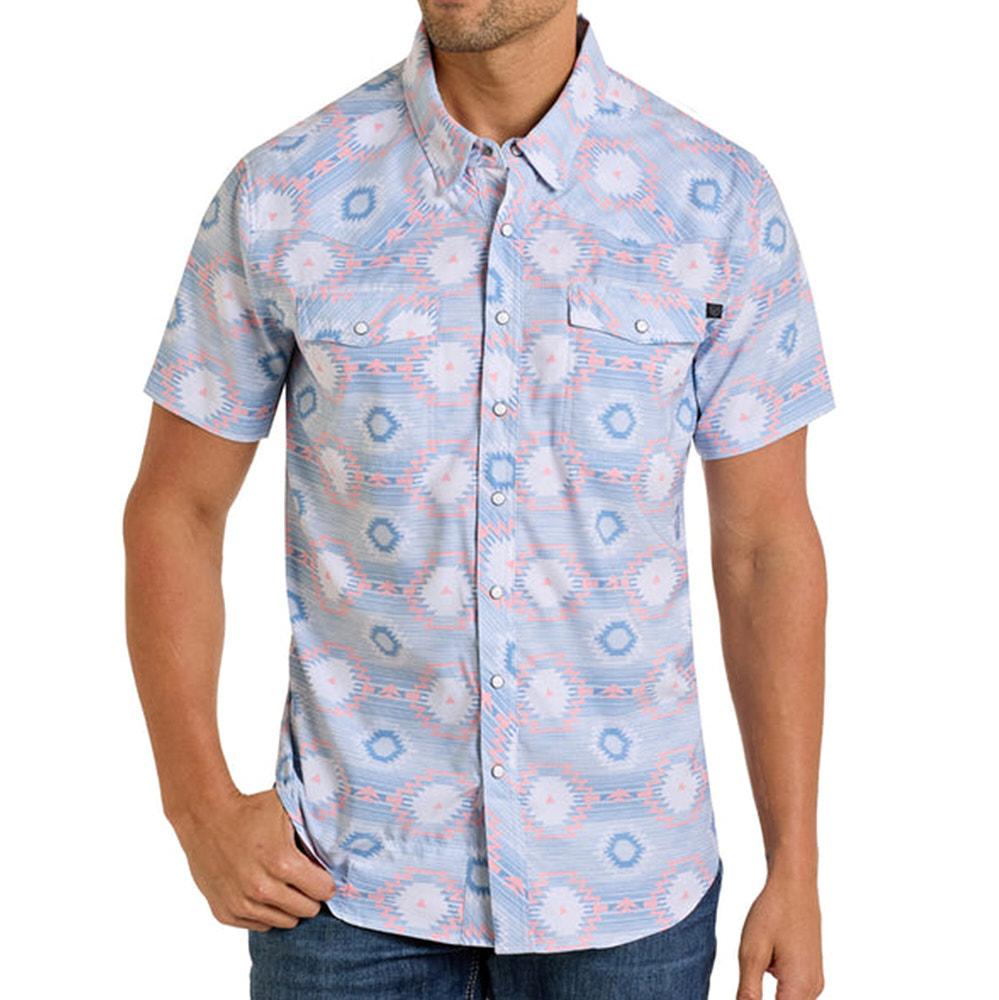 Rock & Roll Denim Men's Blue Aztec Print Tek Shirt