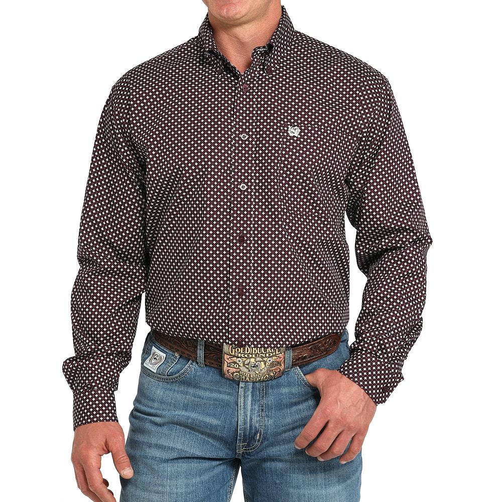 Cinch Men's Purple Long Sleeve Button Shirt