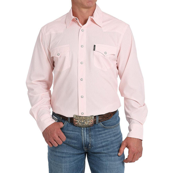 Cinch Men's Pink ArenaFlex Modern Fit Long Sleeve Button Shirt