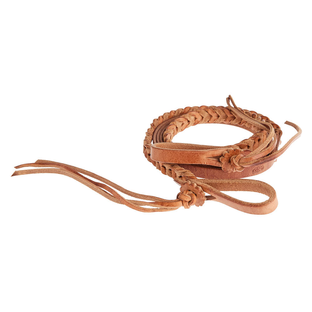 NRS TACK 5/8in x 8ft Braided Hermann Oak Rattlesnake Knot Roper Rein