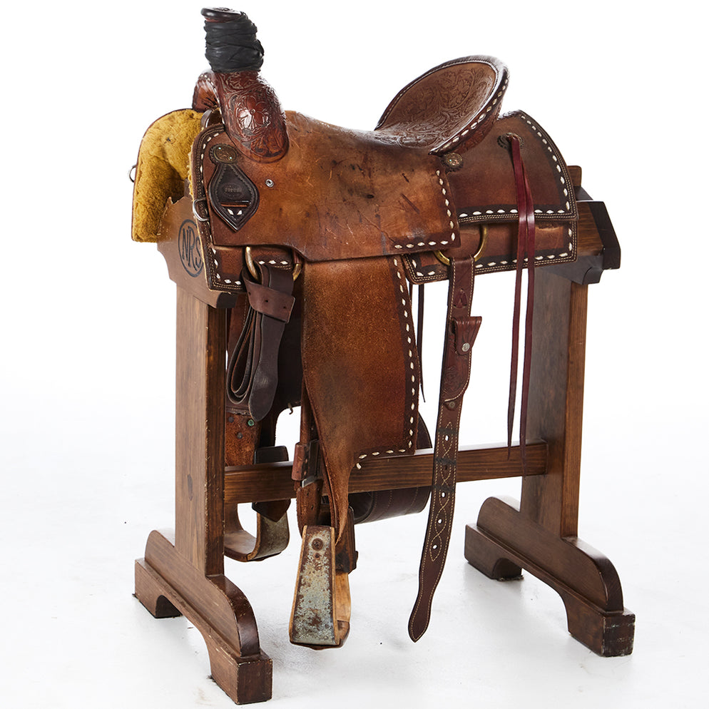 Corriente Used 16in Floral Tooled Team Roper with Buckstitch