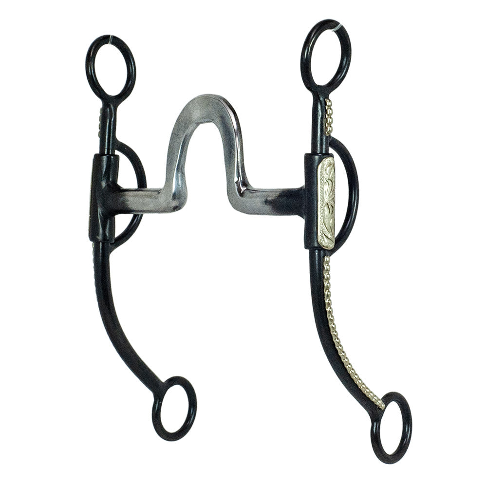 NRS Dotted Black Steel Shank Flat High Port Bit