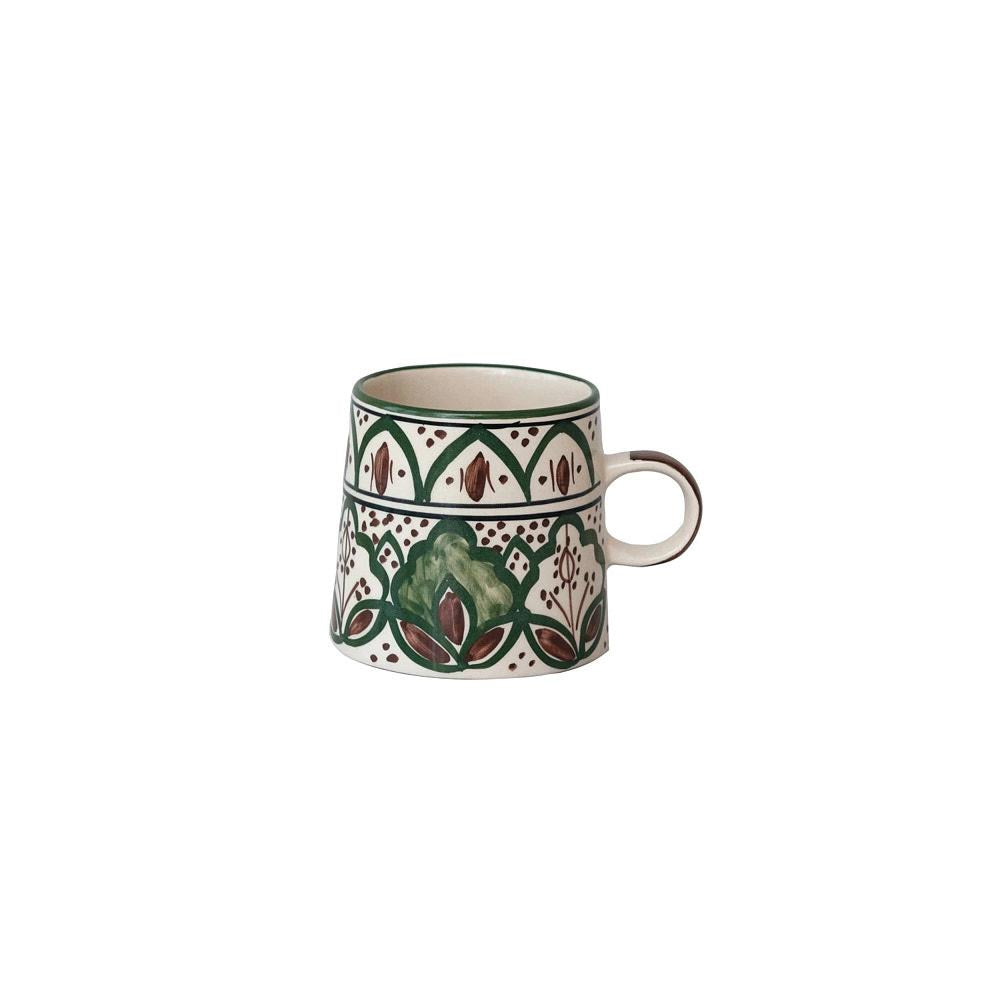 Creative Co-Op Cream/Brown/Green Stoneware Mug