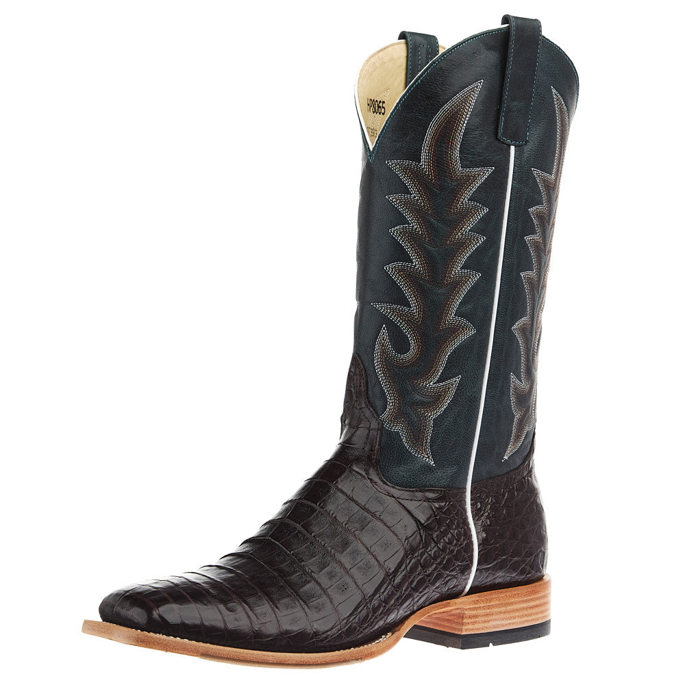 Horse Power Top Hand Men's Chocolate Caiman Belly Vamp 13In Square Toe