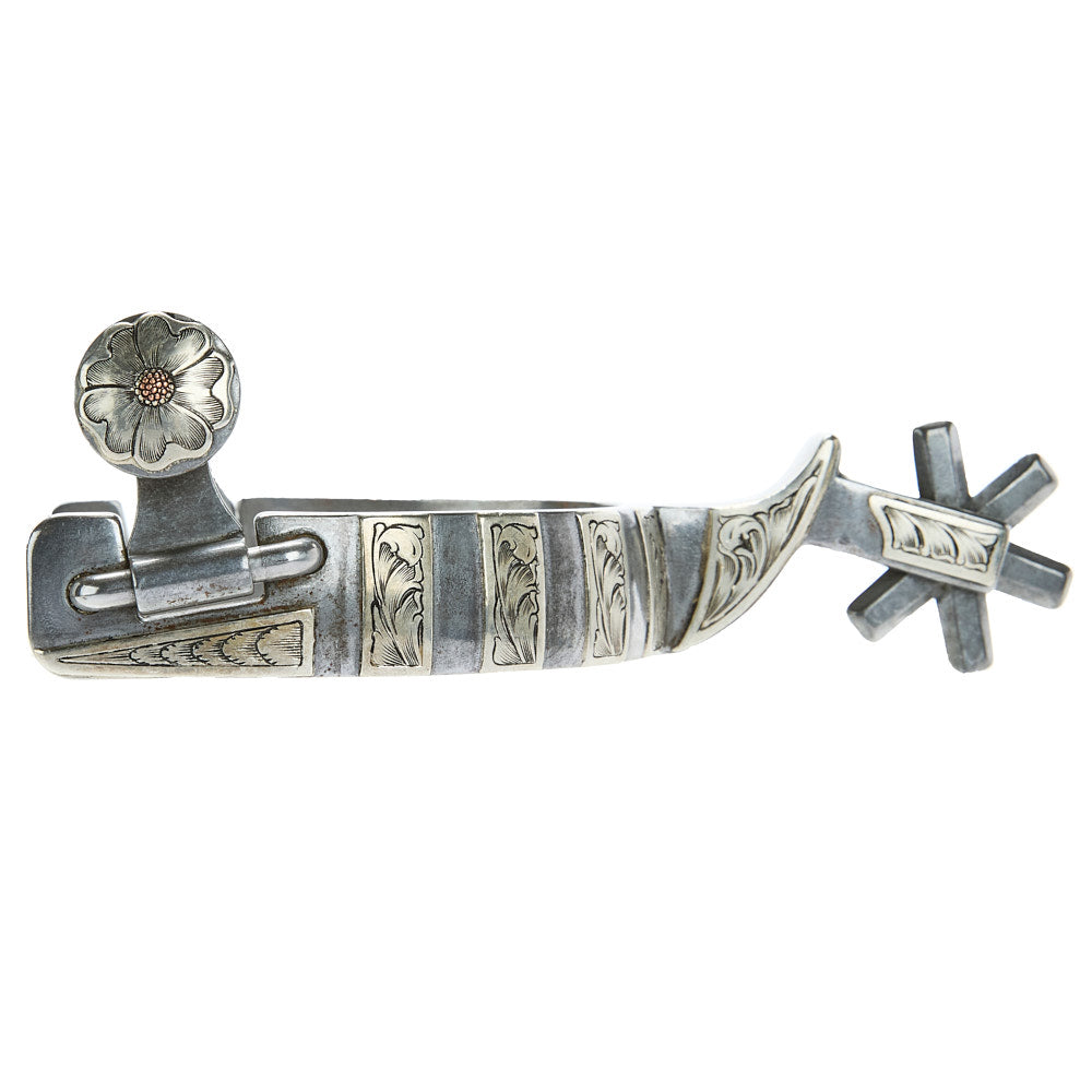 Brandon Anthony Bit & Spur Co. 7/8in Silver Bar Mounted with 6pt Rowel