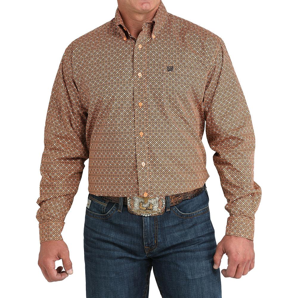 Cinch Men's Copper Tan Print Long Sleeve Shirt