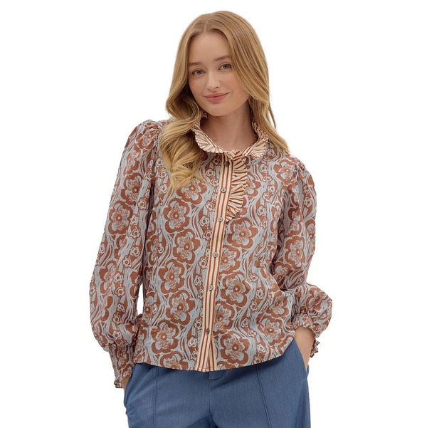 Entro Women's Camel Print Long Sleeve Top