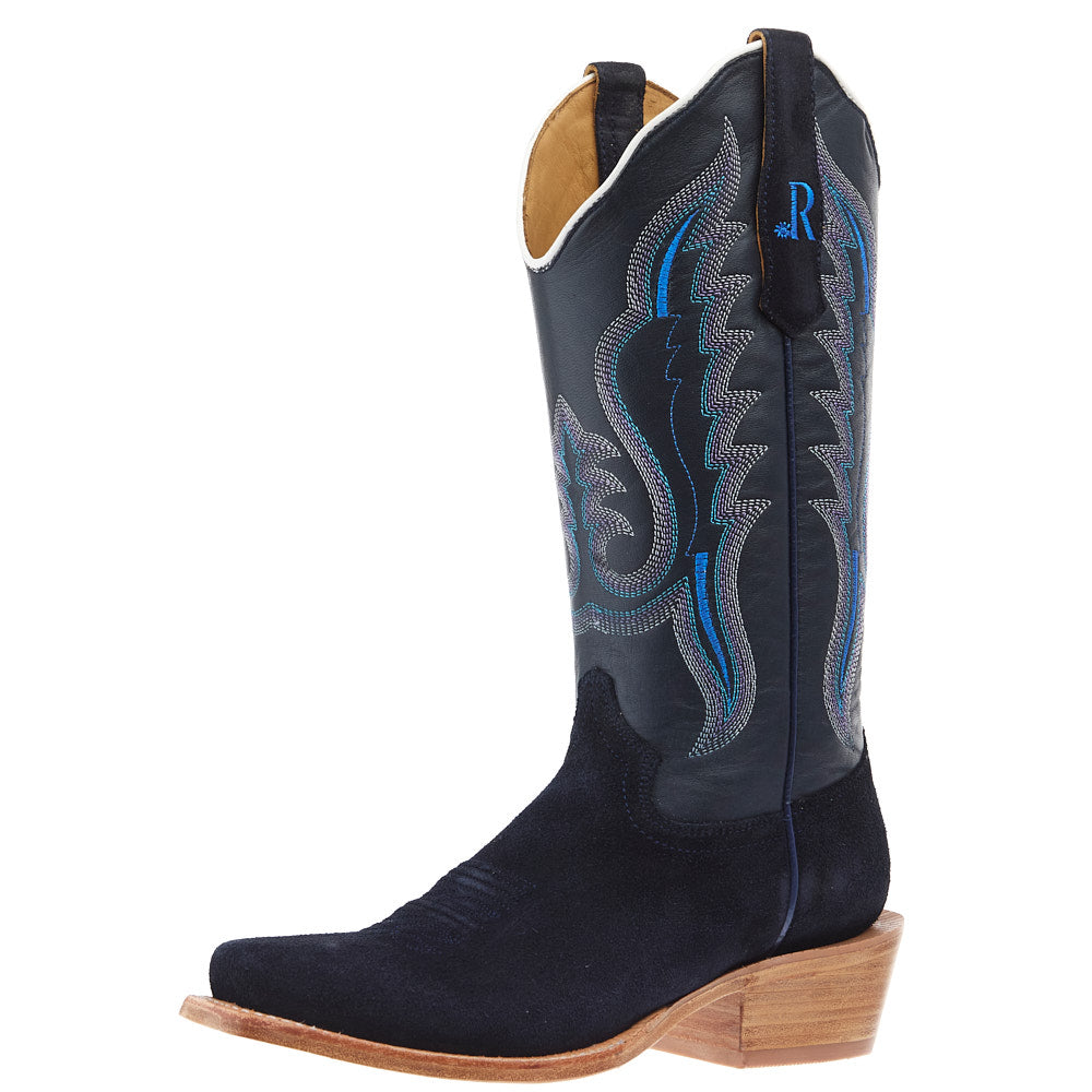 R Watson Boots Women's Dark Blue Roughout Vamp 13in Midnight Goat Top
