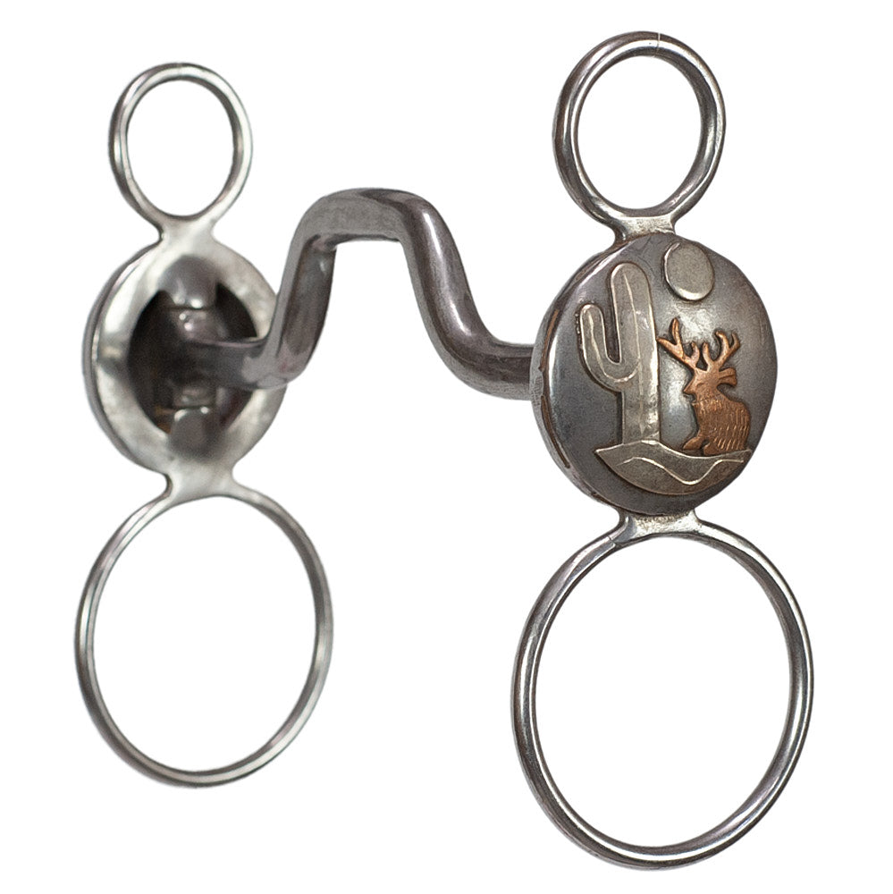 NRS Large Concho Square Port Globe Bit - Jackalope and Cactus