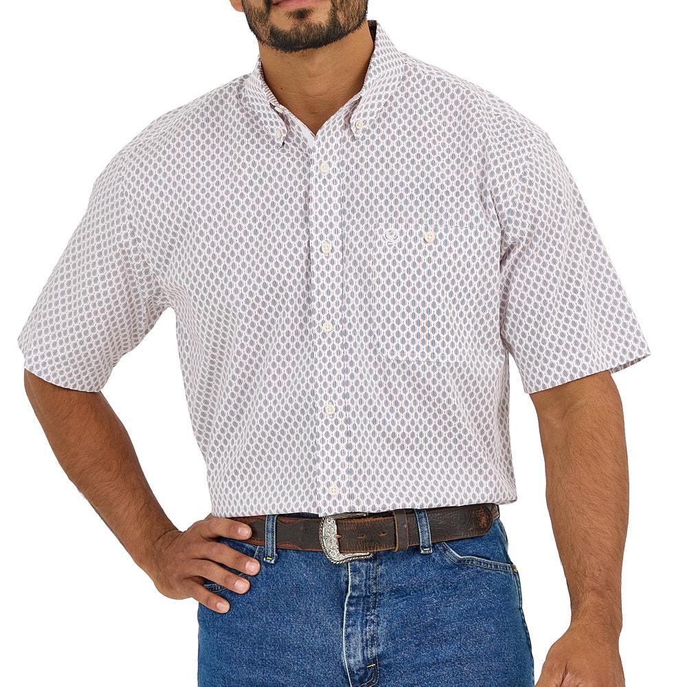 Wrangler Men's George Strait White and Brown Shirt