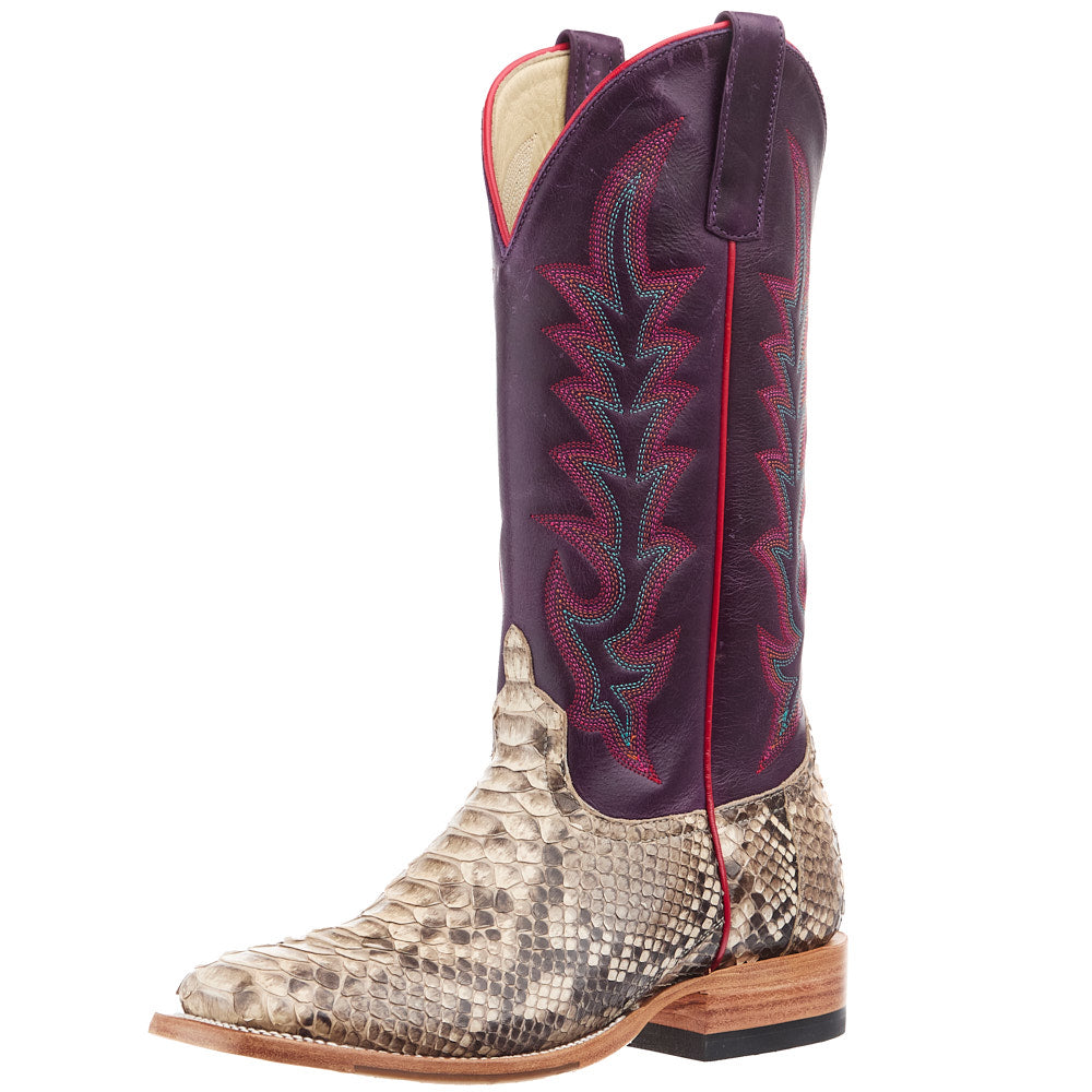 Macie Bean Top Hand Women`s Mink Python Vamp 13In Purple Texas Top Boo