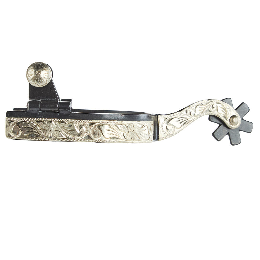 NRS Men's Black & Silver Engraved Spurs