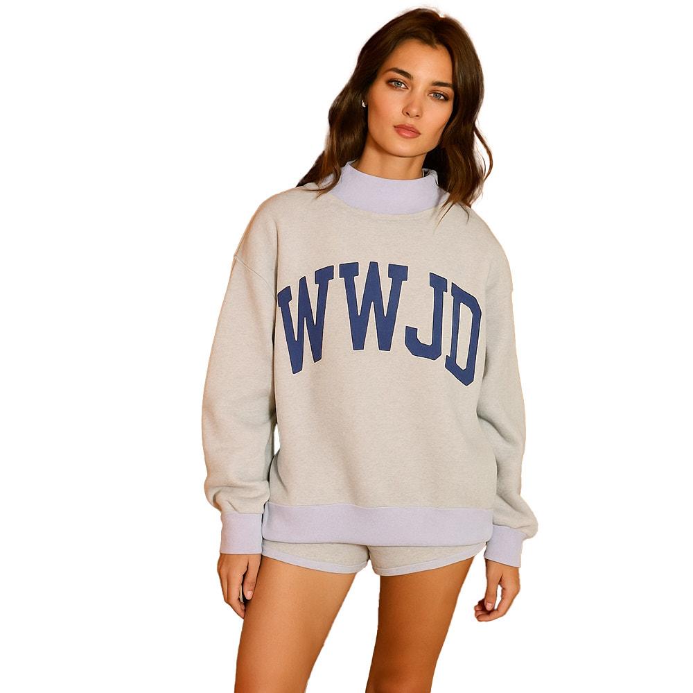 Bucketlist Women's Grey & Navy WWJD & Amen Reversible Sweatshirt