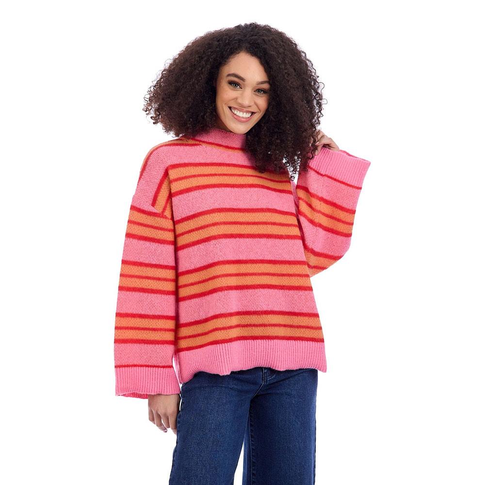 Mud Pie Women's Quinnie Pink Stripe Sweater