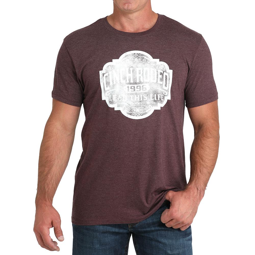 Cinch Men's Purple Distressed Logo Tee Shirt