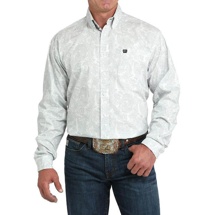 Cinch Men's White Paisley Print Shirt