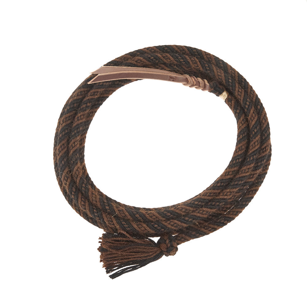T3 Weavers 5/8 inch by 22 feet Brown and Black 100% Alpaca Mecate Rein