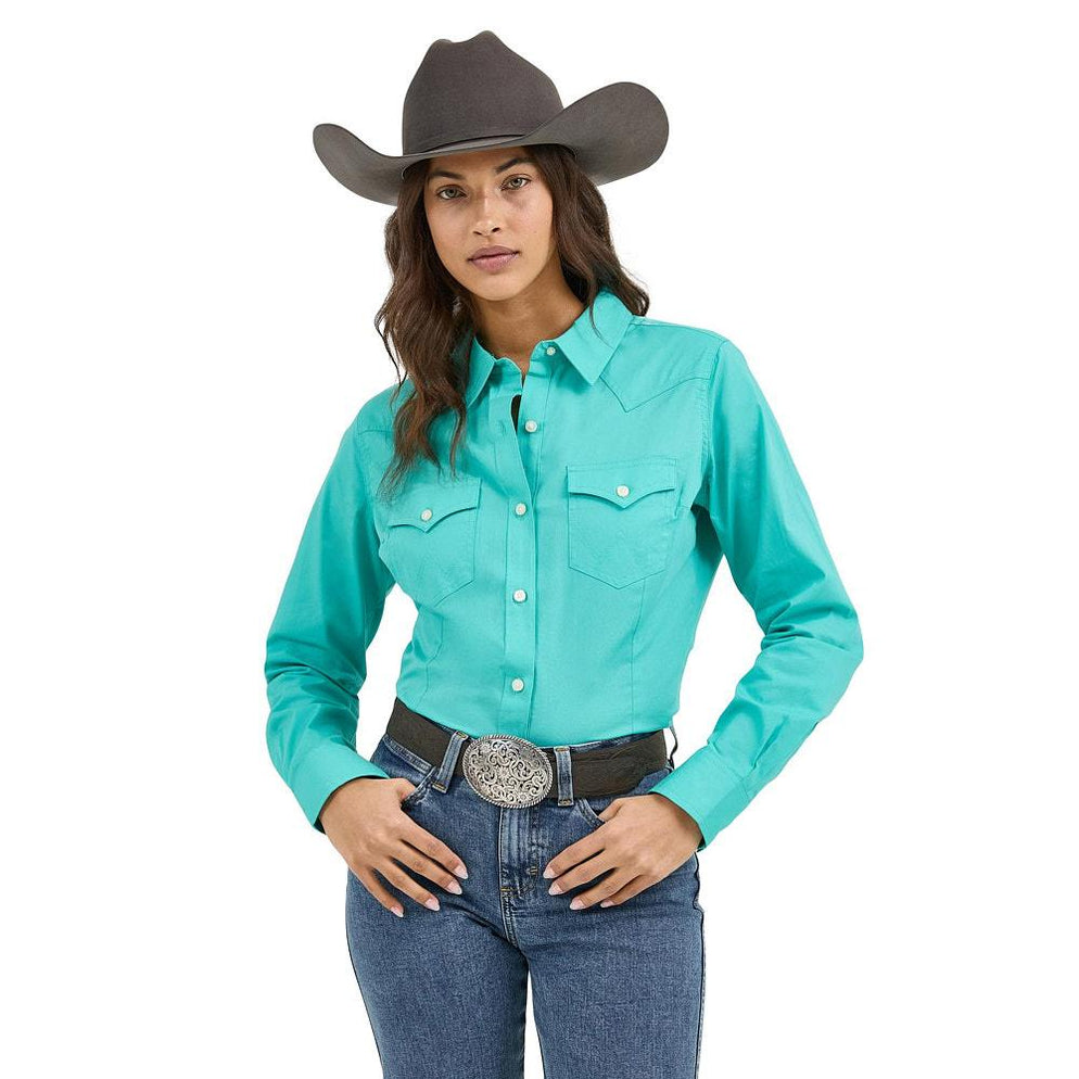Wrangler Women's Turquoise Western Button Down Shirt
