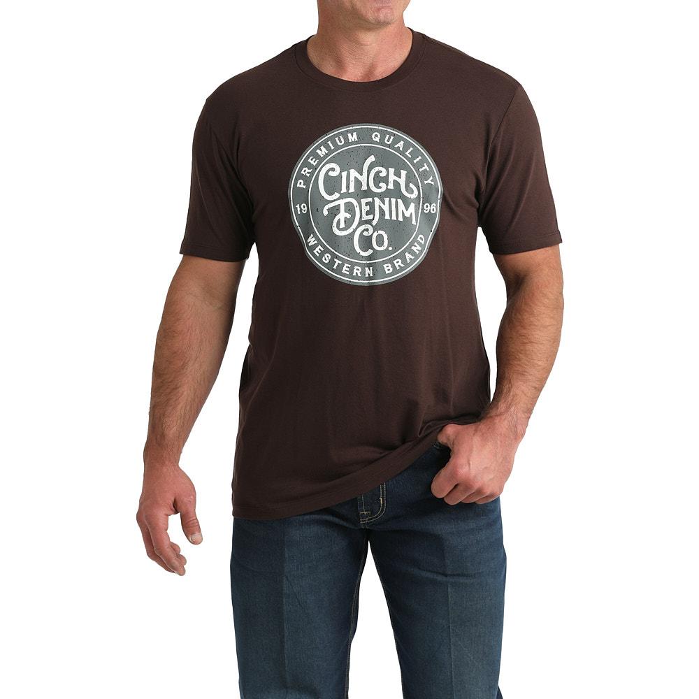 Cinch Men's Brown Round Logo Tee Shirt