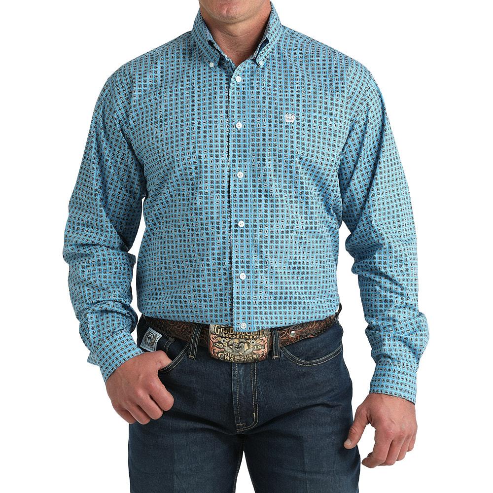 Cinch Men's Blue Long Sleeve Button Shirt