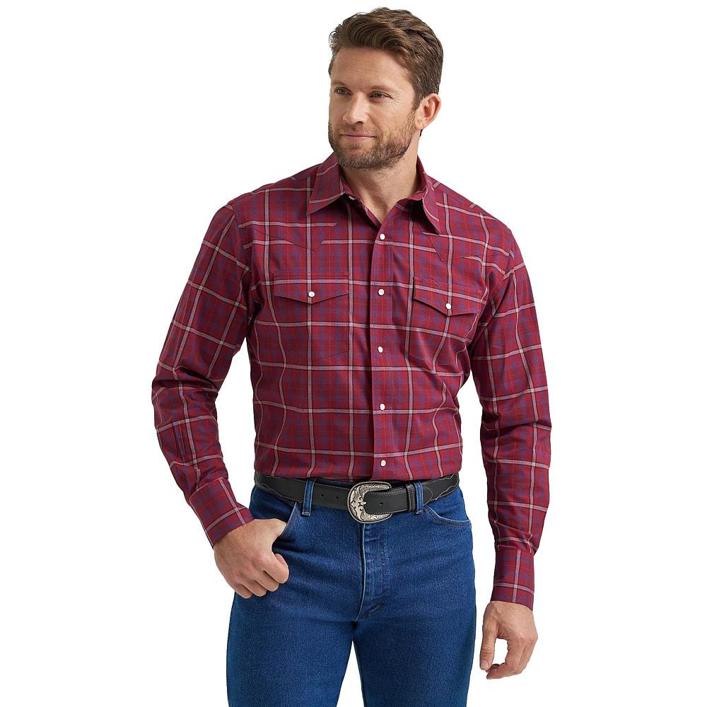 Wrangler Men's Burgundy Wrinkle Resist Shirt